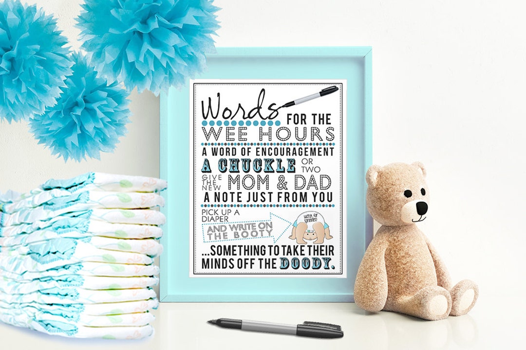 Diaper Game: Words for the Wee Hours, Boy Baby Shower (printable PDF ...