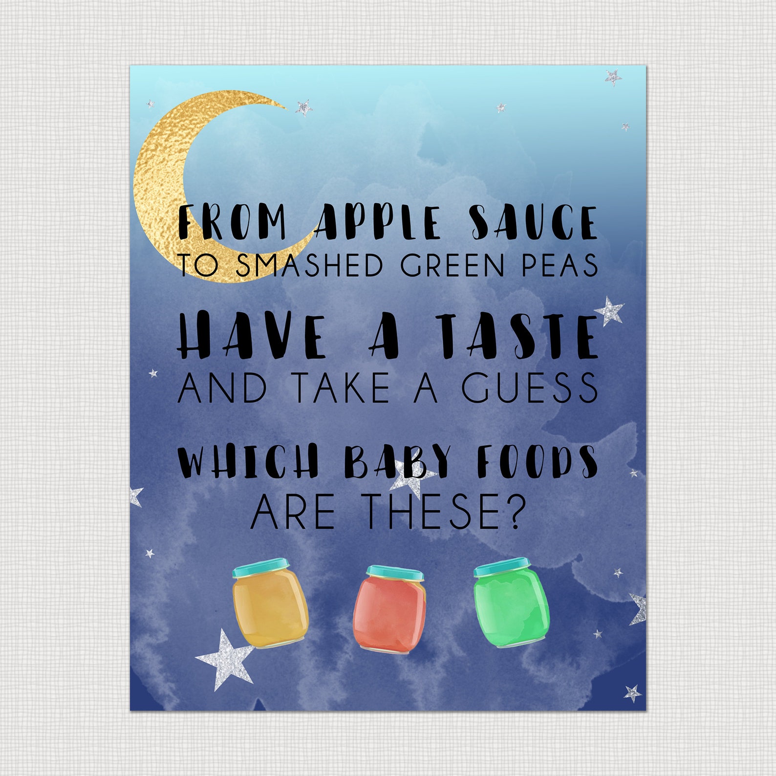 Guess the Baby Food Baby Food Taste Game Printable Baby - Etsy