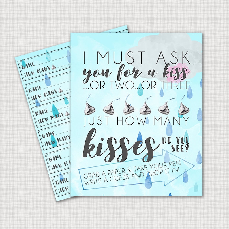 How Many Kisses Count the Kisses Printable Baby Shower | Etsy