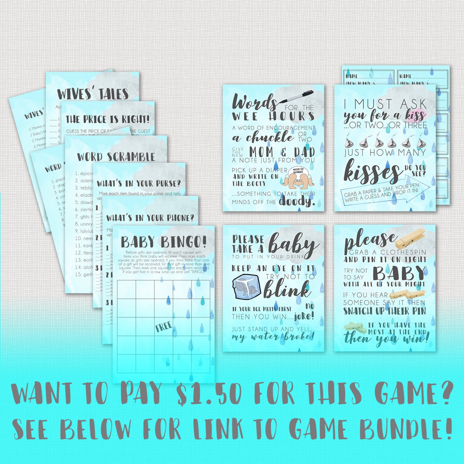 Don't Say Baby Clothespin Game, Printable Baby Shower Games, Baby ...