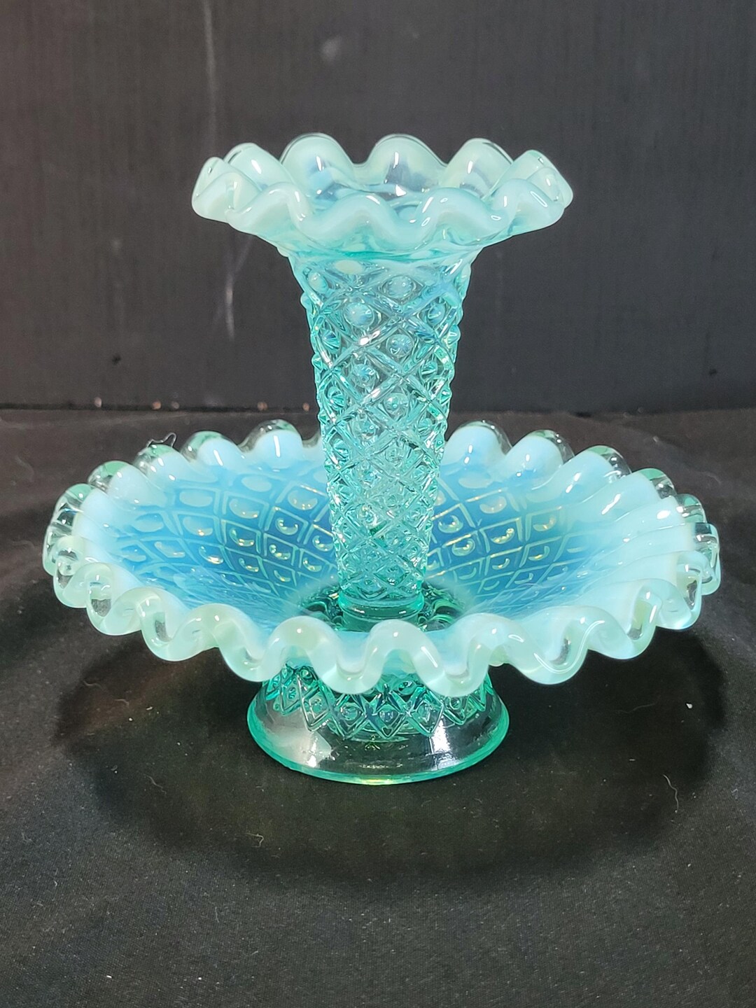 TG Fenton Miniature Opaline Epergne in Diamond Lace Pattern - Etsy