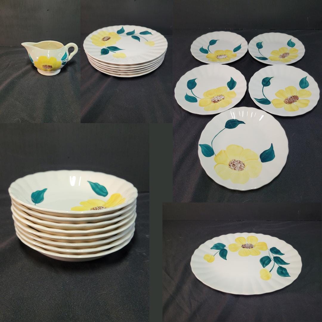 Vintage Blue Ridge Daisy China – Hand-painted Luncheon Plates, Platter ...
