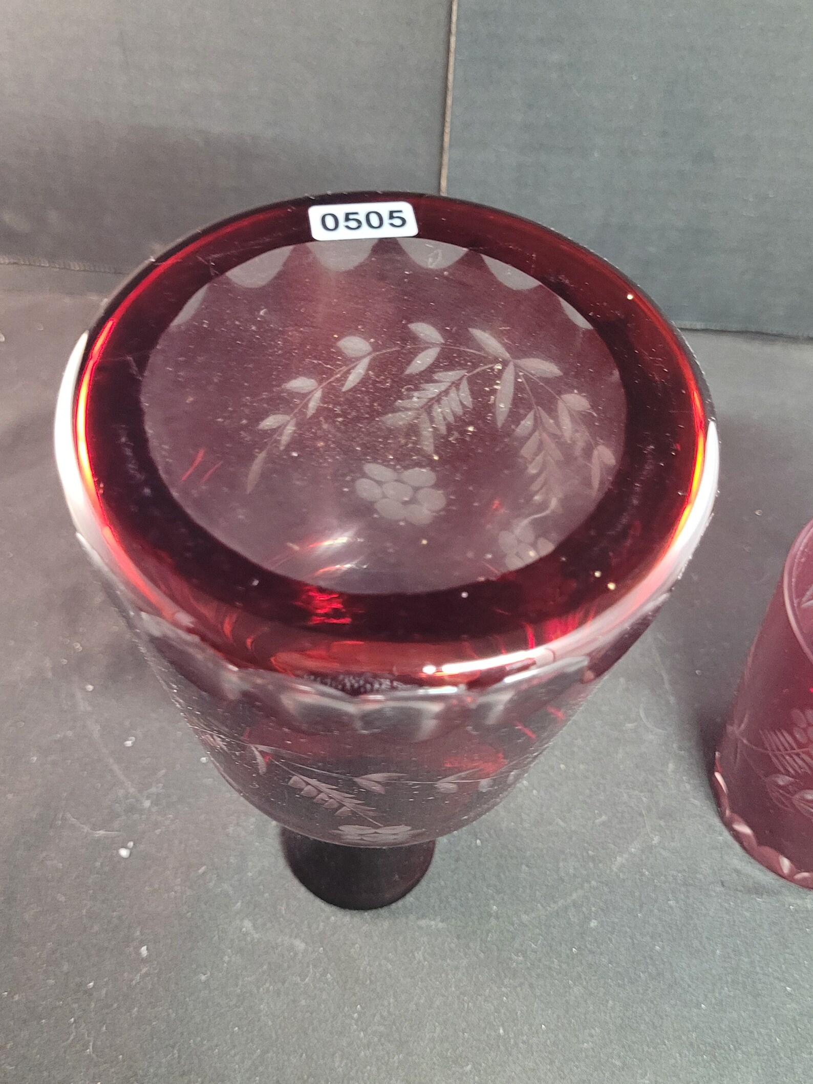 Vintage Red Bohemian Glass Carafe and Glass Cut to Clear Glass - Etsy