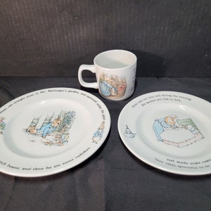 Vintage Wedgwood Peter Rabbit Child’s Dish Set – 2 Plates & Cup Beatrix ...