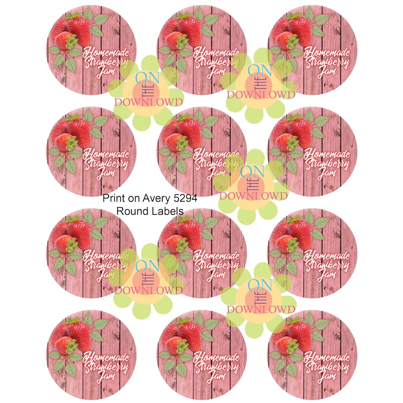 HOMEMADE STRAWBERRY JAM Labels for Mason Jars,strawberry Jam Stickers ...