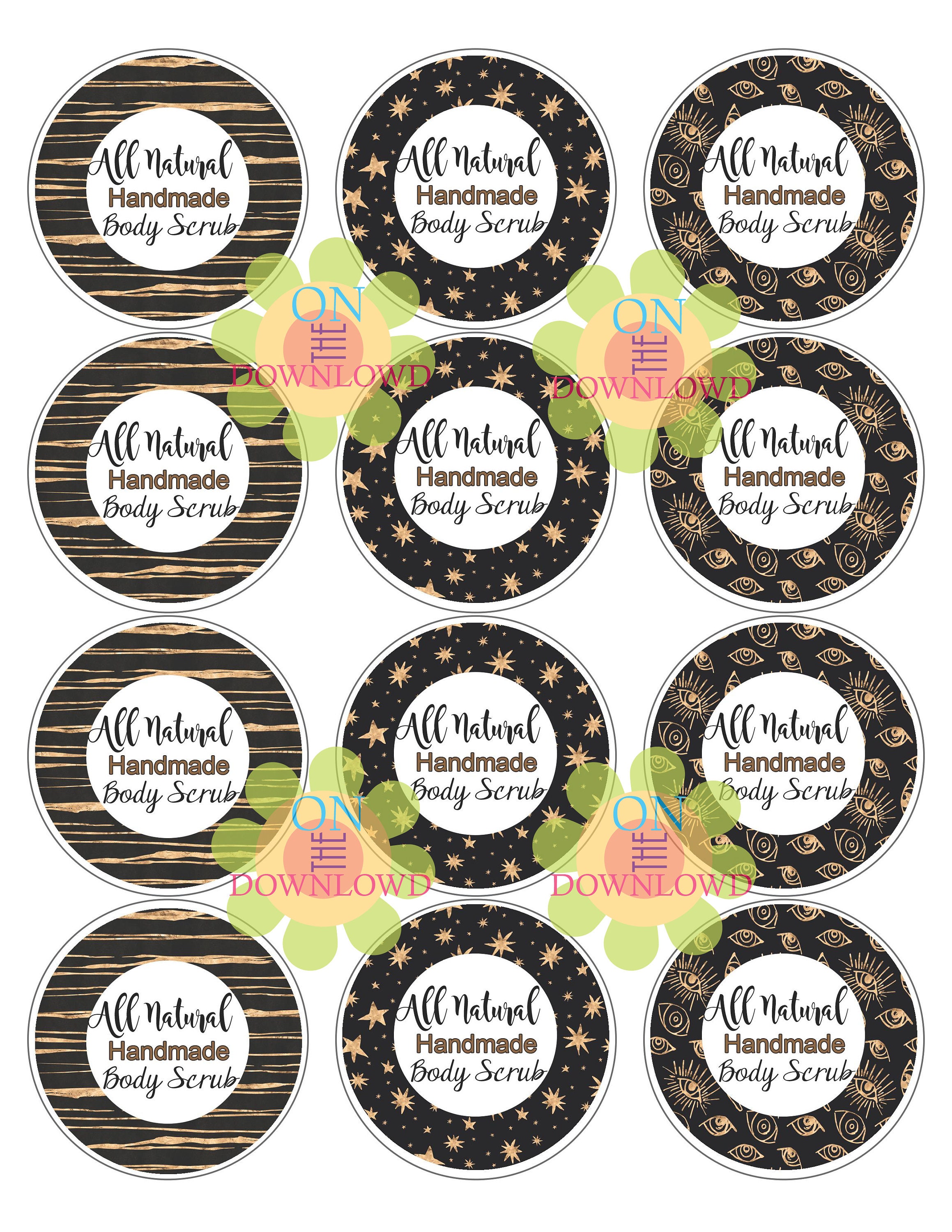 ALL NATURAL Ready to Print Round Sticker for Body Scrubs/diy Labels ...
