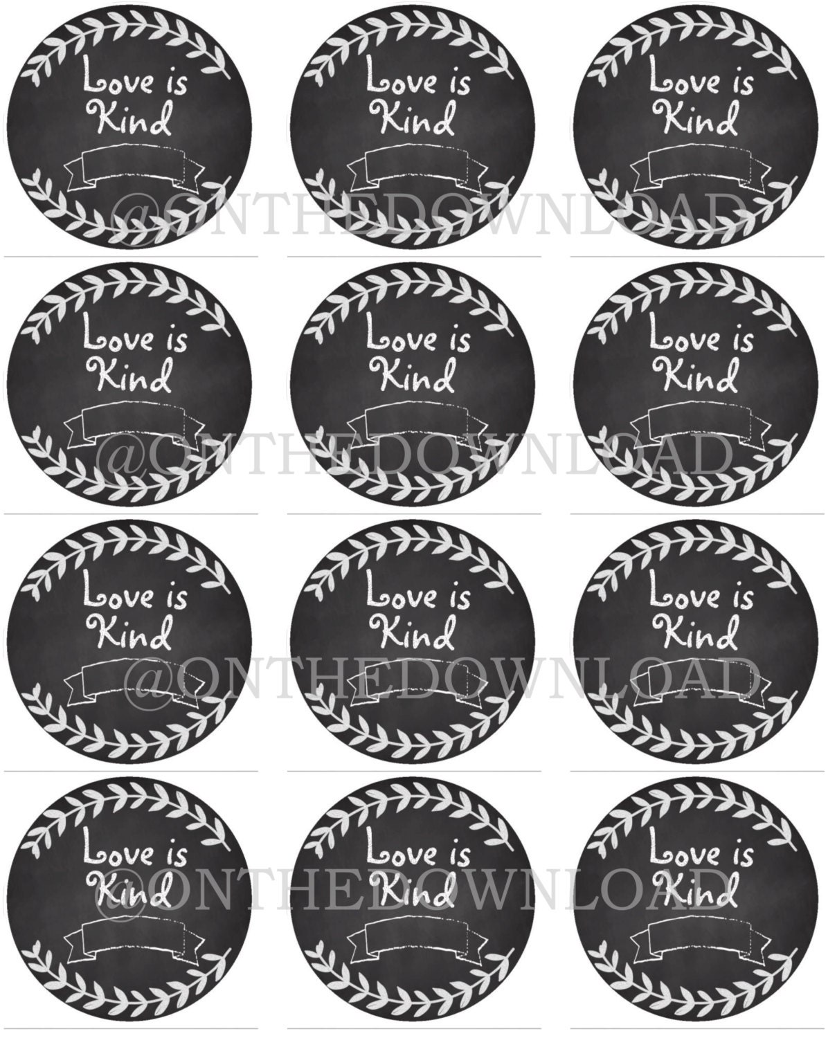 Chalkboard Love EDITABLE ROUND STICKER Instant Download/wedding Favor ...