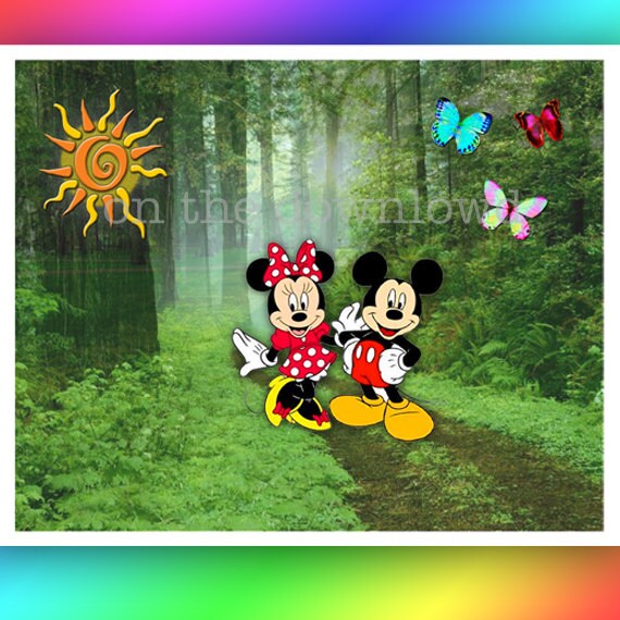 Mickey Minnie Forest Walk INSTANT DOWNLOAD Childrens Nursery Room Art ...