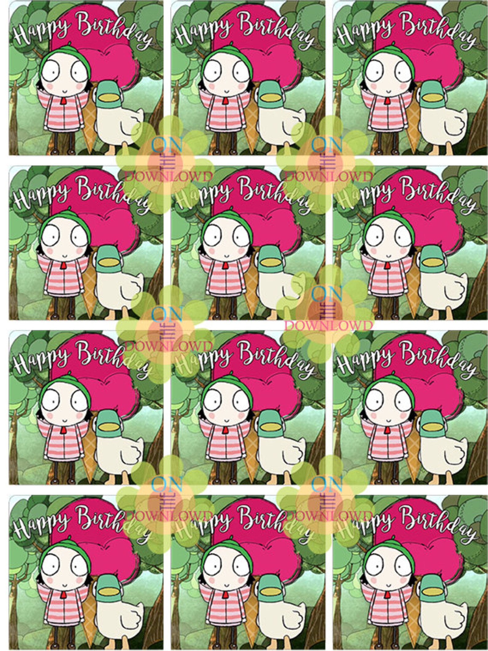 SARAH AND DUCK 2.5"x2.5" Square Cupcake Topper- Sarah & Duck Printable ...