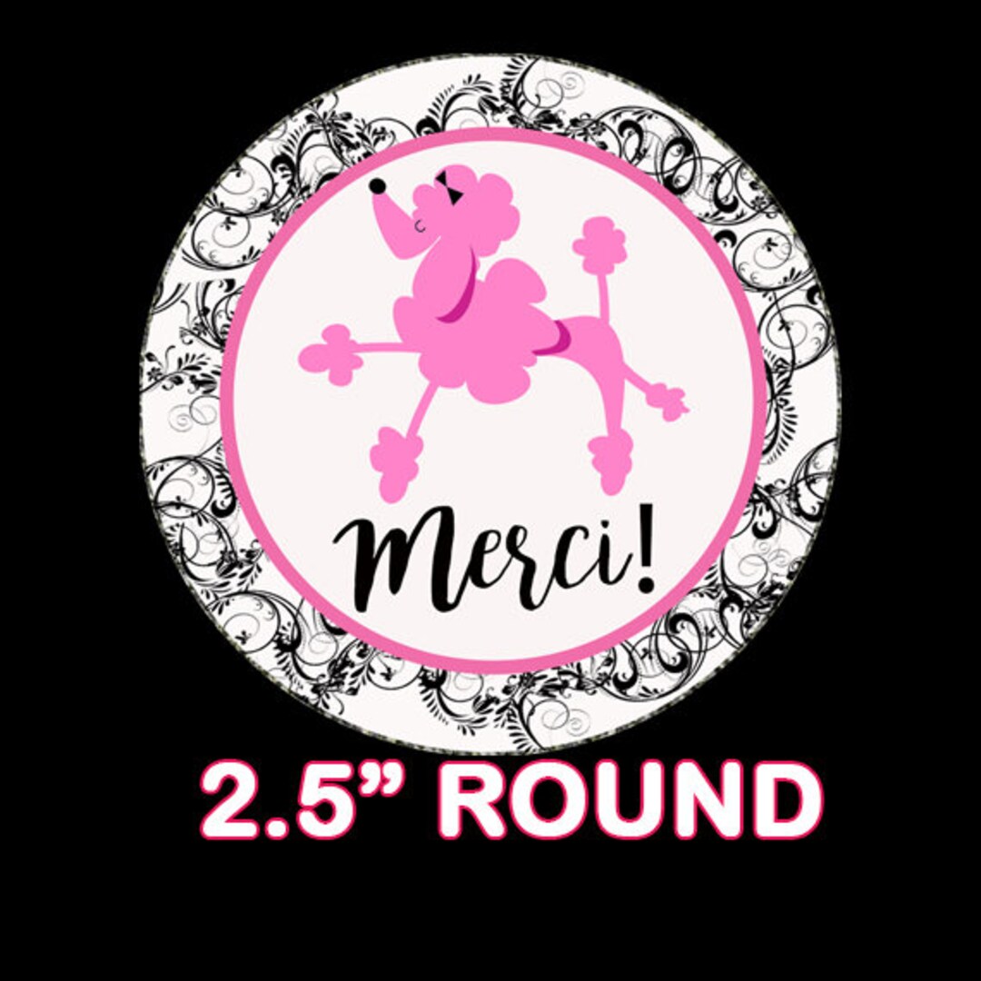 MERCI -thank You 2.5" Round PRINTABLE Sticker-thank You Stickers Label ...