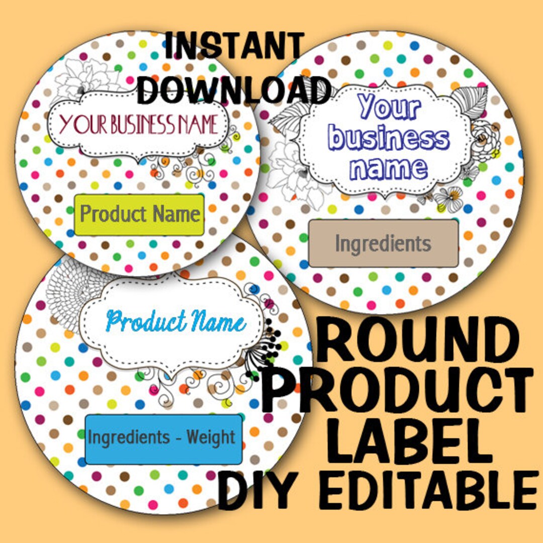 Polka Dot ROUND EDITABLE LABEL Instant Download/soap Labels/lotion ...