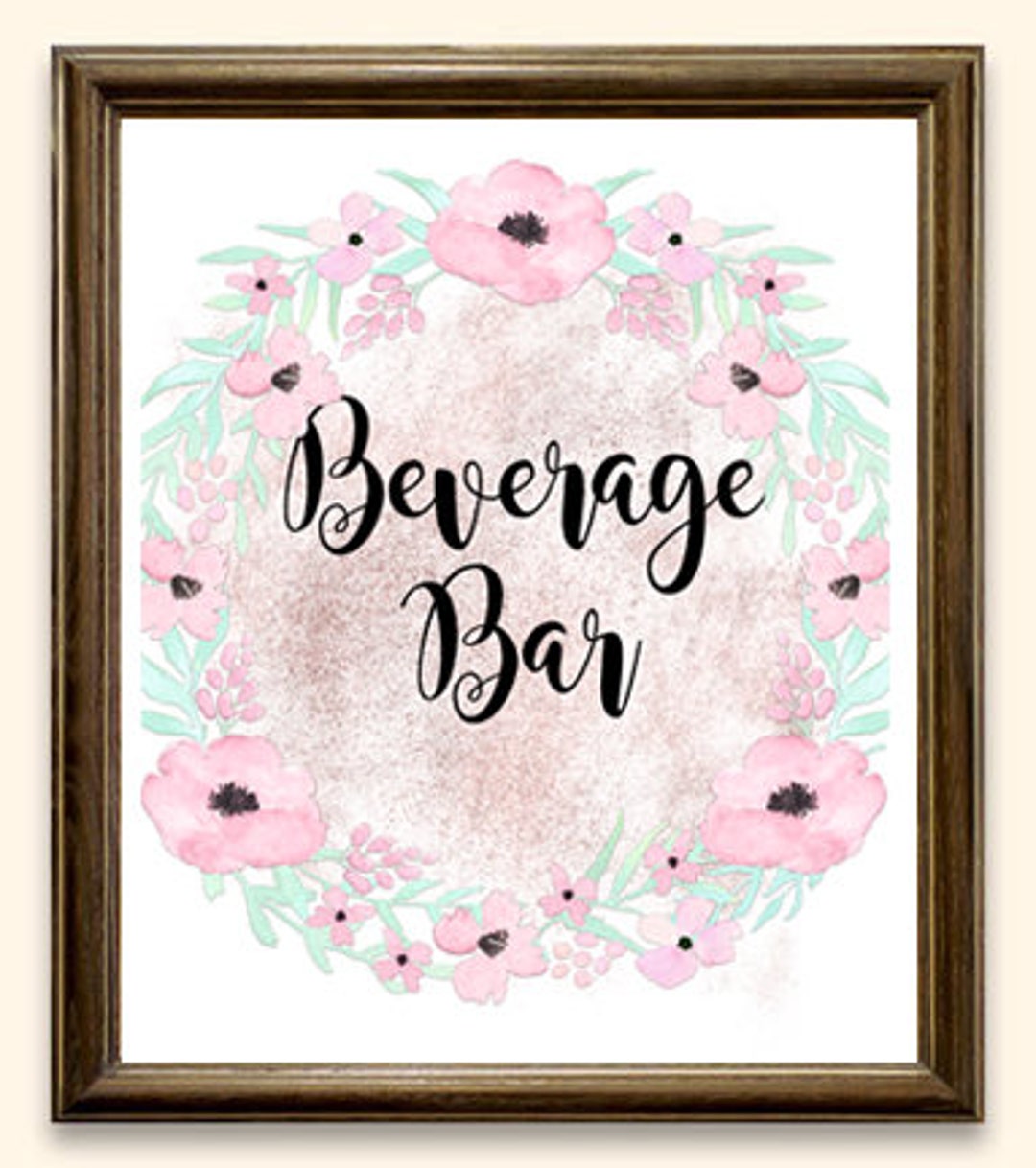 BEVERAGE Bar Sign, Bridal Shower Beverage Bar Sign, Wedding Beverage ...