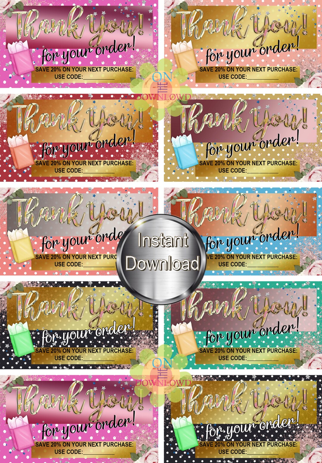 THANK YOU Polka Dot Elegant,diy Thank You,premade Thank You Cards/gold ...