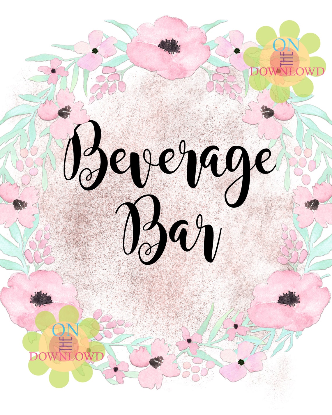 BEVERAGE Bar Sign, Bridal Shower Beverage Bar Sign, Wedding Beverage ...