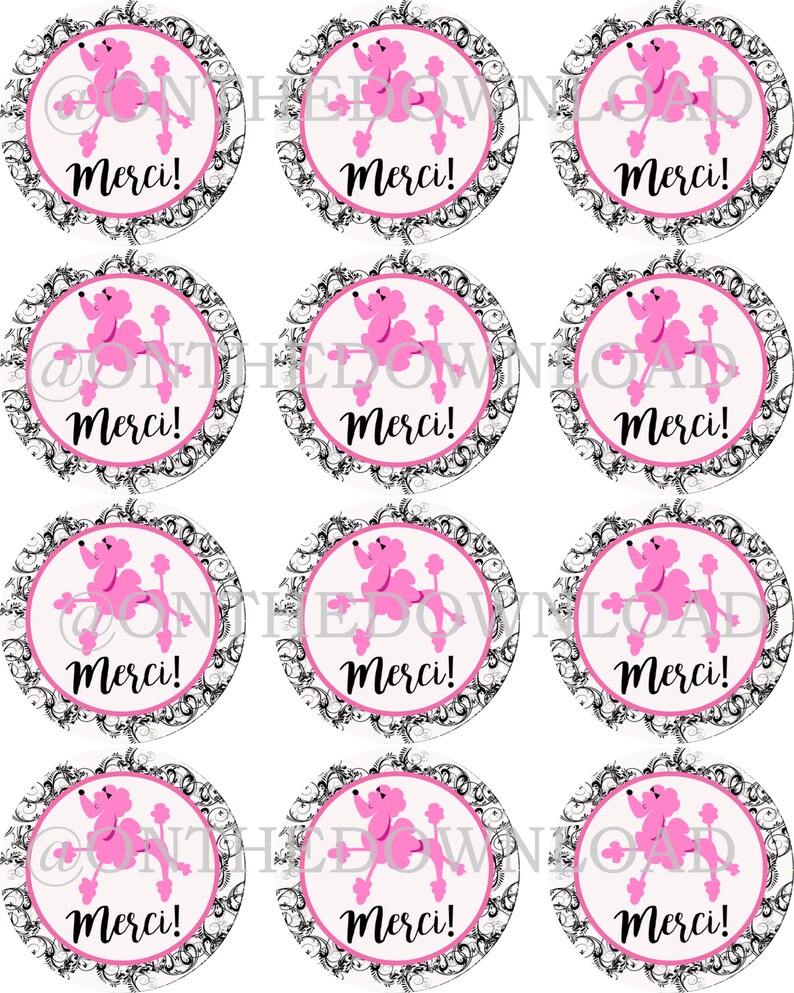 MERCI -thank You 2.5" Round PRINTABLE Sticker-thank You Stickers Label ...