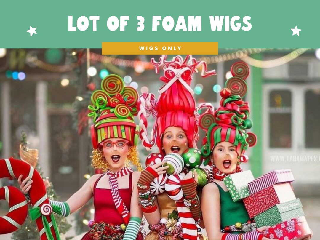 3 Foam Party Hats Wig Christmas Cosplay Wigs Drag Queen Wig Party ...