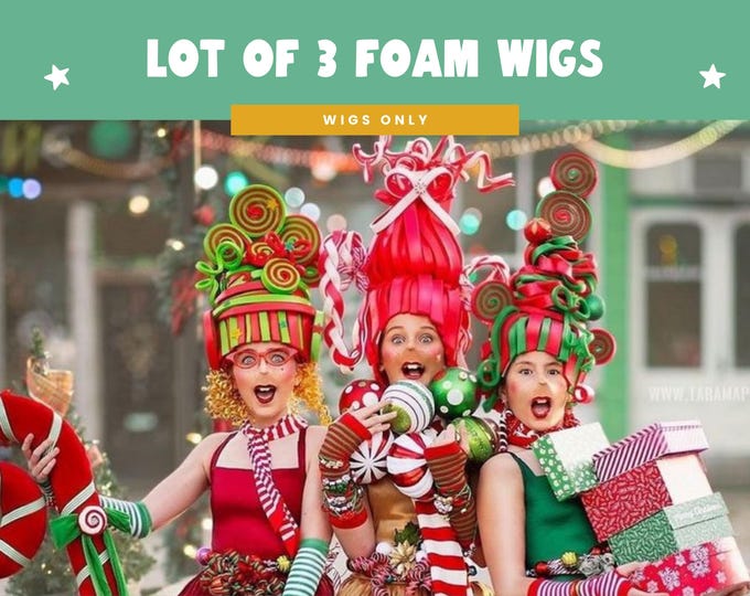 3 Foam Party Hats Wig Christmas - Cosplay Wigs - Drag Queen Wig - Party ...