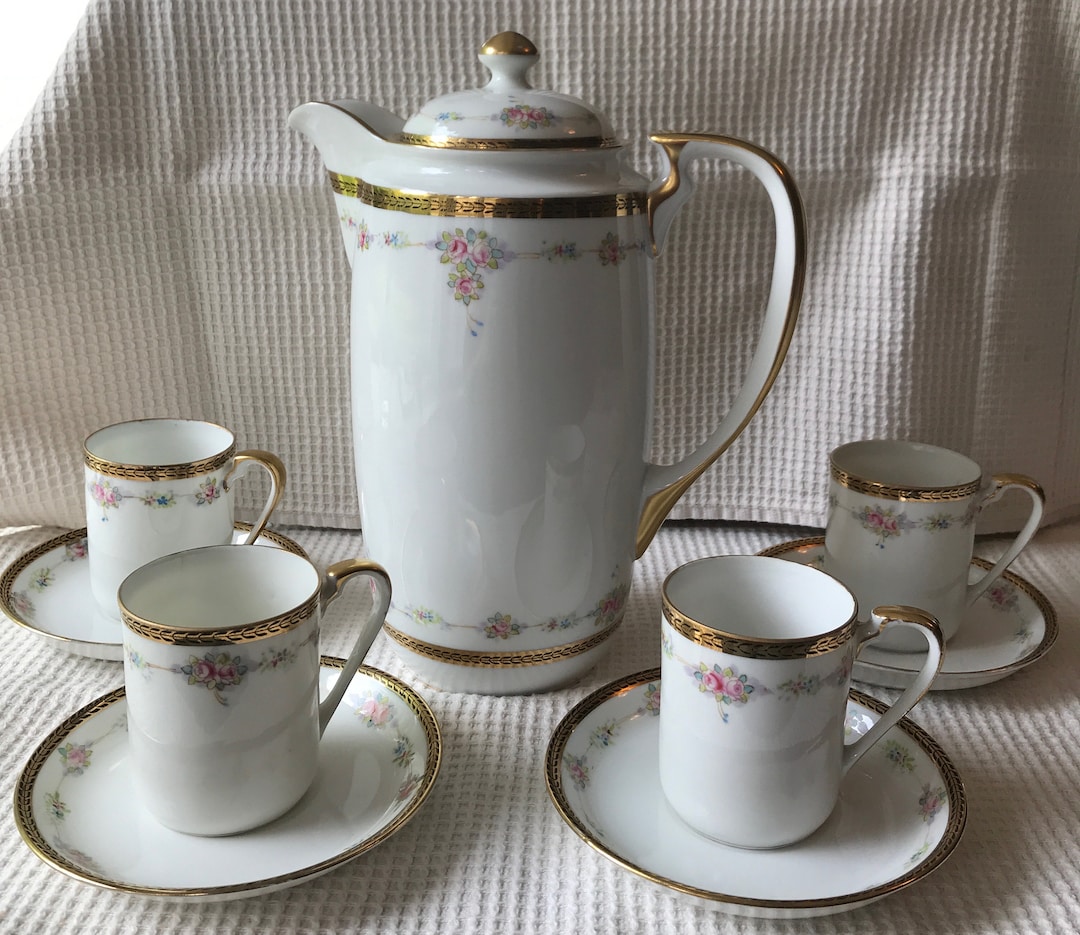 Noritake Nippon Chocolate Set (antique): Hand-painted Rose Floral ...