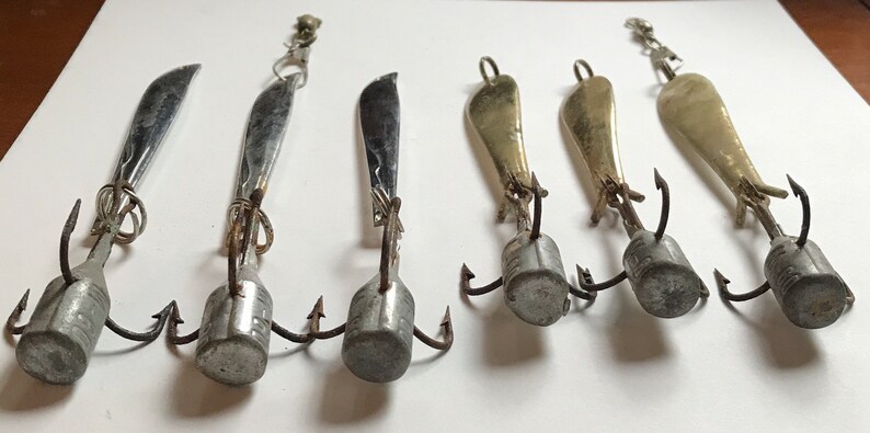 6 Jig Lures W Weighted Treble Hooks. 3 Stainless Steel, 4 1/2 oneida ...
