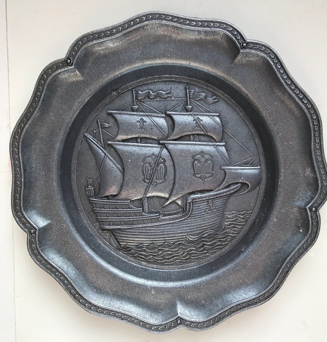 Spanish Pewter Decorative Plate of a Spanish Galleon. Made in Spain ...