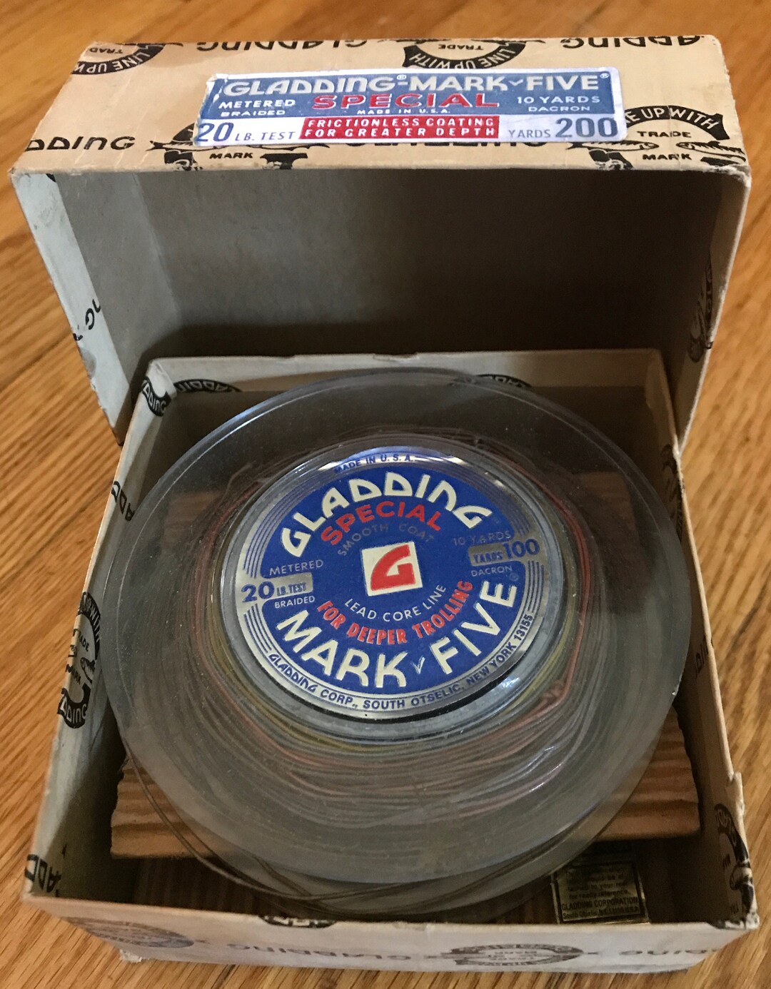 Gladding Mark Five Braided Lead Core Trolling Line Original In Box 1960s Never Used 2 100 
