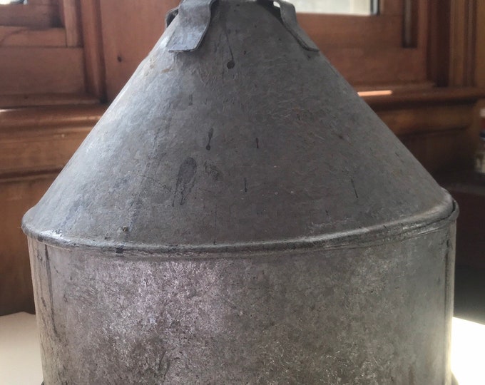 Grain Funnel, Galvanized Metal, Originally Used on a Farm. 11” High and ...