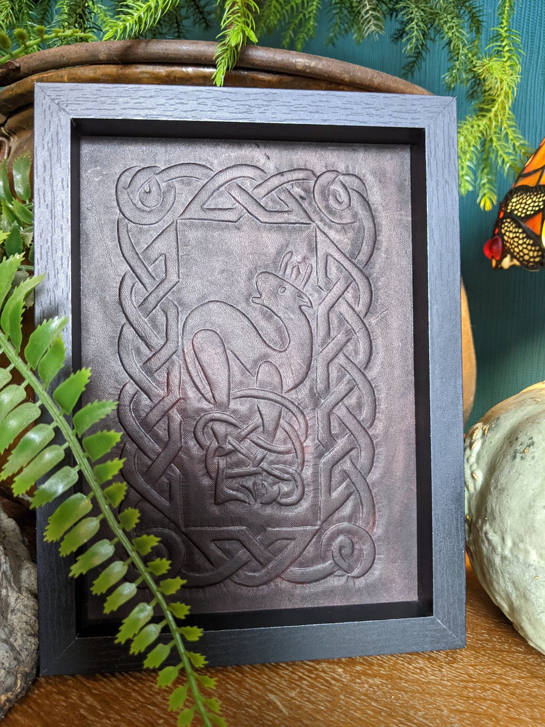 Leather Tooled Celtic Art Depicting a Deer and Knotwork - Etsy