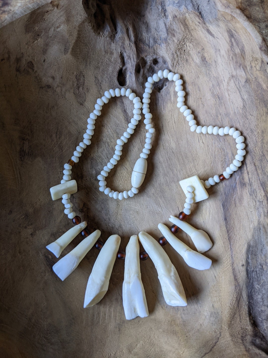 Gyllir Viking Necklace With Horse Teeth and Birka Beads - Etsy