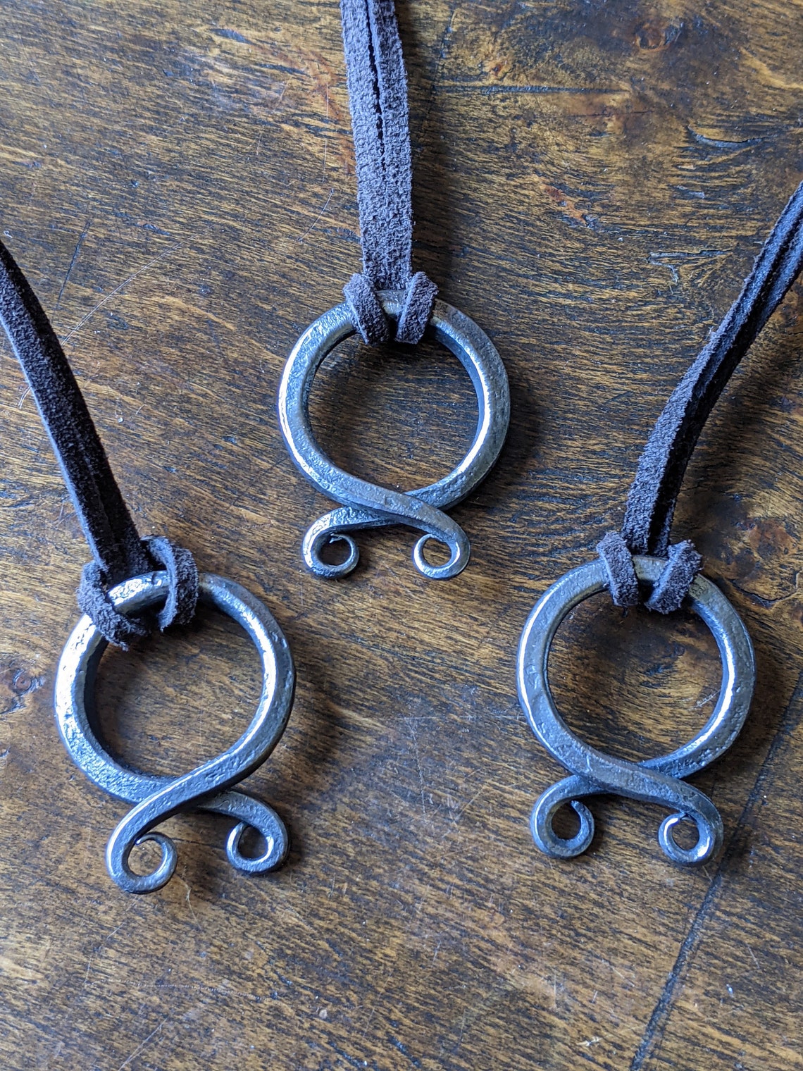 Forged Trollkors pendant with leather necklace troll knot | Etsy