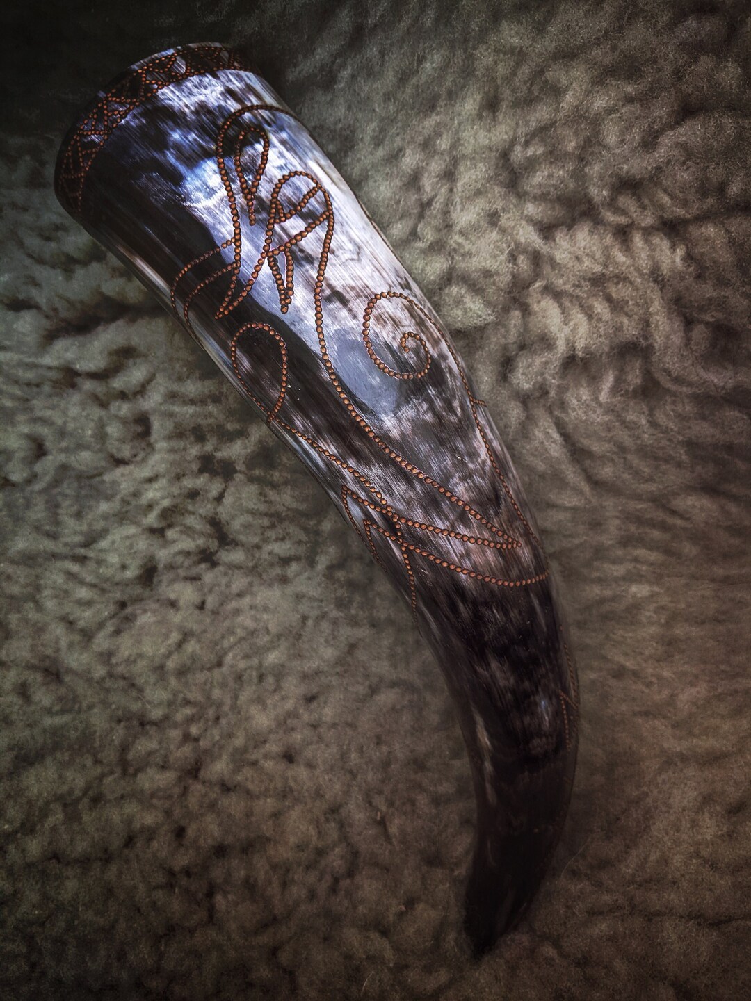 Handcrafted Viking Jellinge Style Drinking Horn With Dragon Adornments ...