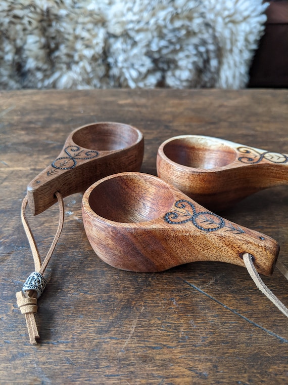 Norse Kuksa Cup Wooden Shotglass Mug With Viking Trollkors - Etsy