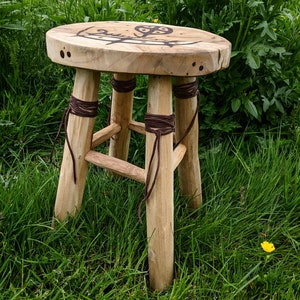 Norse Viking Wooden Petroglyph Pyrography Stool - Etsy