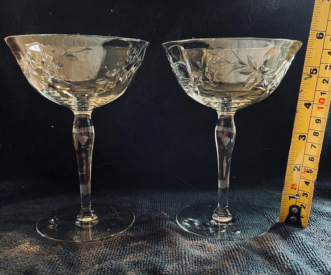 Vintage Cut Crystal Wine/champagne Glasses, Set of 2. - Etsy