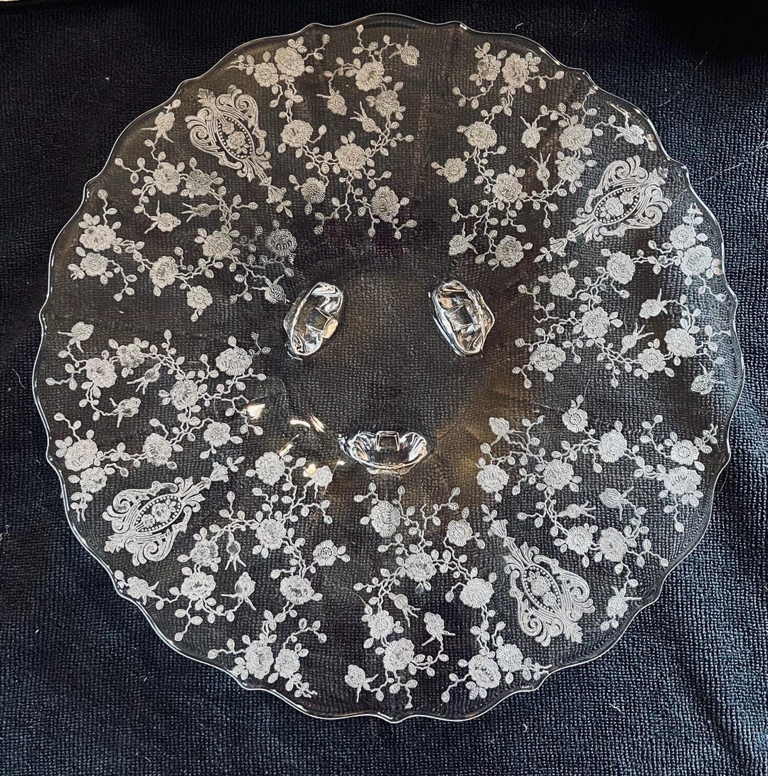 Rose Point Clear CAKE Plate by CAMBRIDGE. 11”. 3 Toes - Etsy