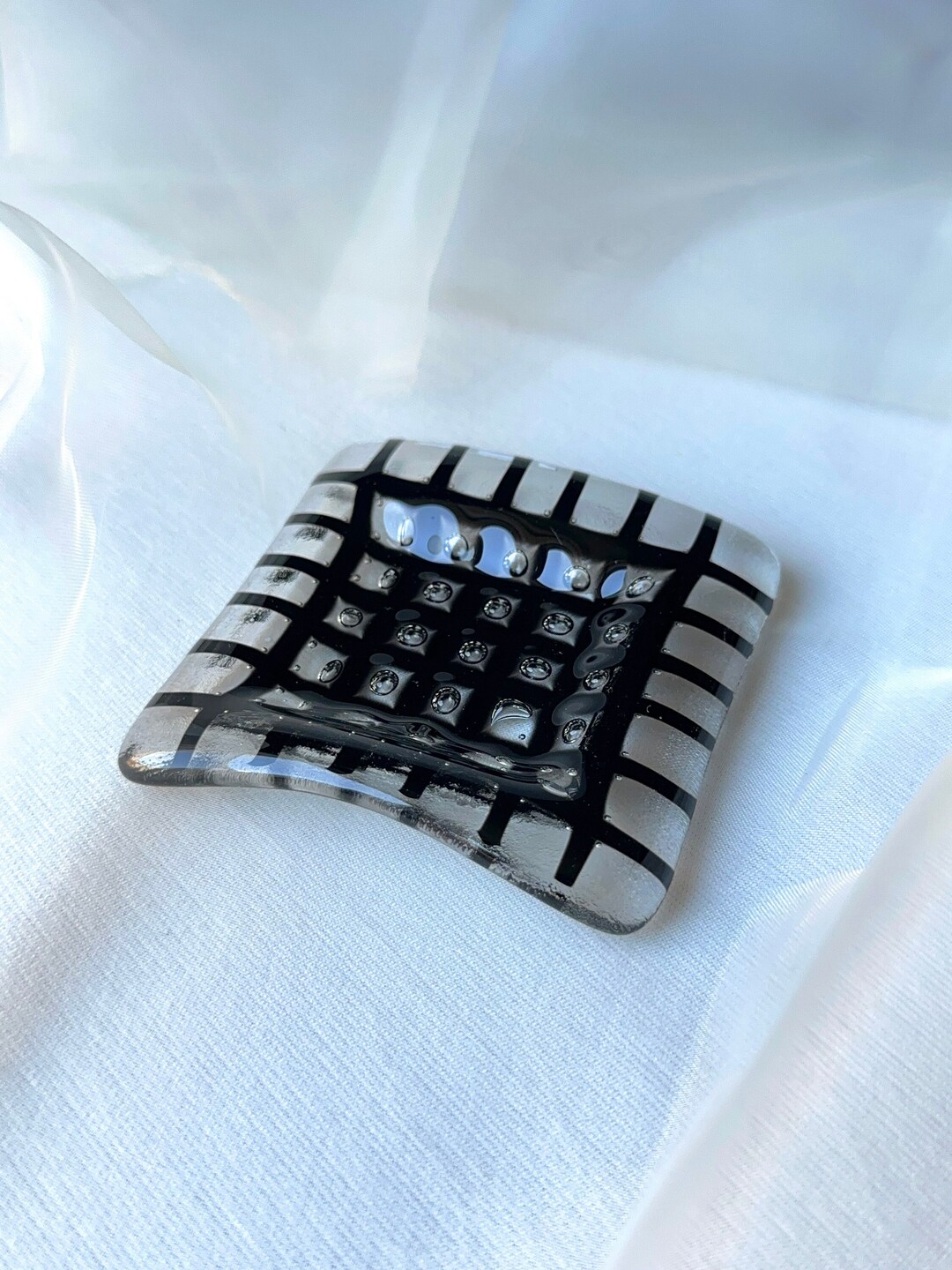 Tic-tac-toe Tea Light Candle Holder, Minimalist Geometric Fused Glass ...