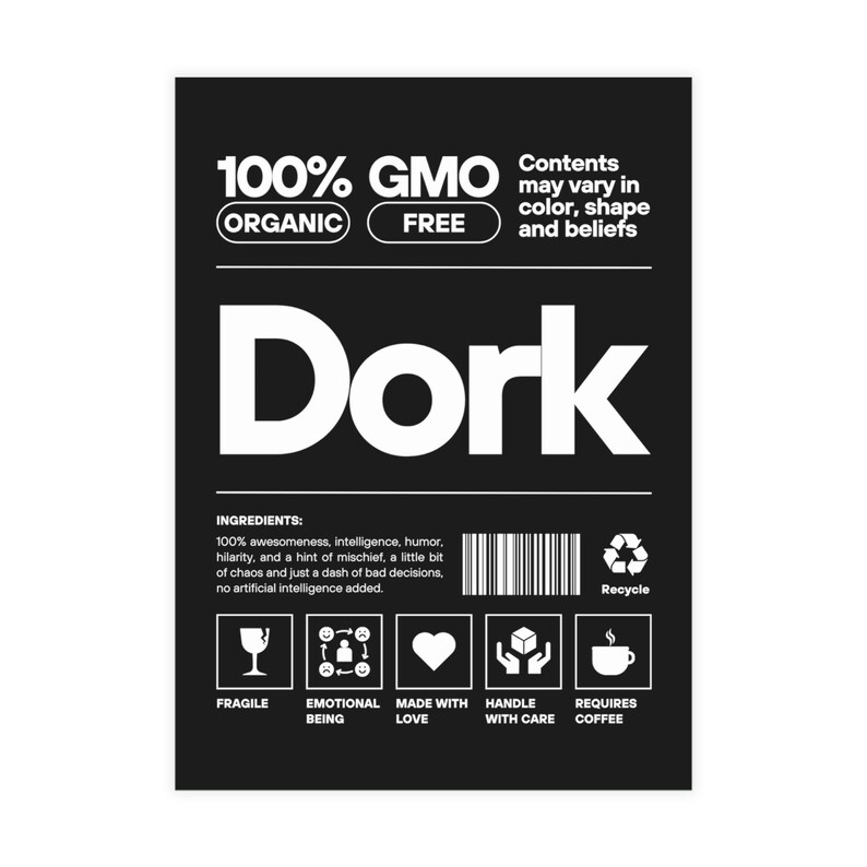 100% Dork in Black Postcard Bundle (envelopes Included) - Etsy