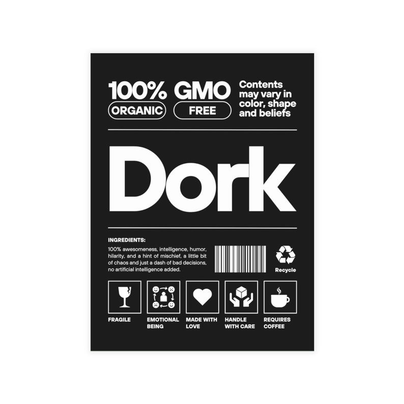 100% Dork in Black Postcard Bundle (envelopes Included) - Etsy