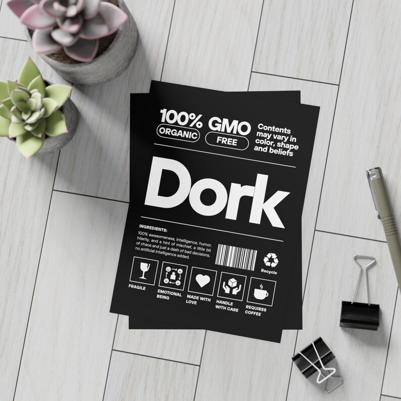 100% Dork in Black Postcard Bundle (envelopes Included) - Etsy