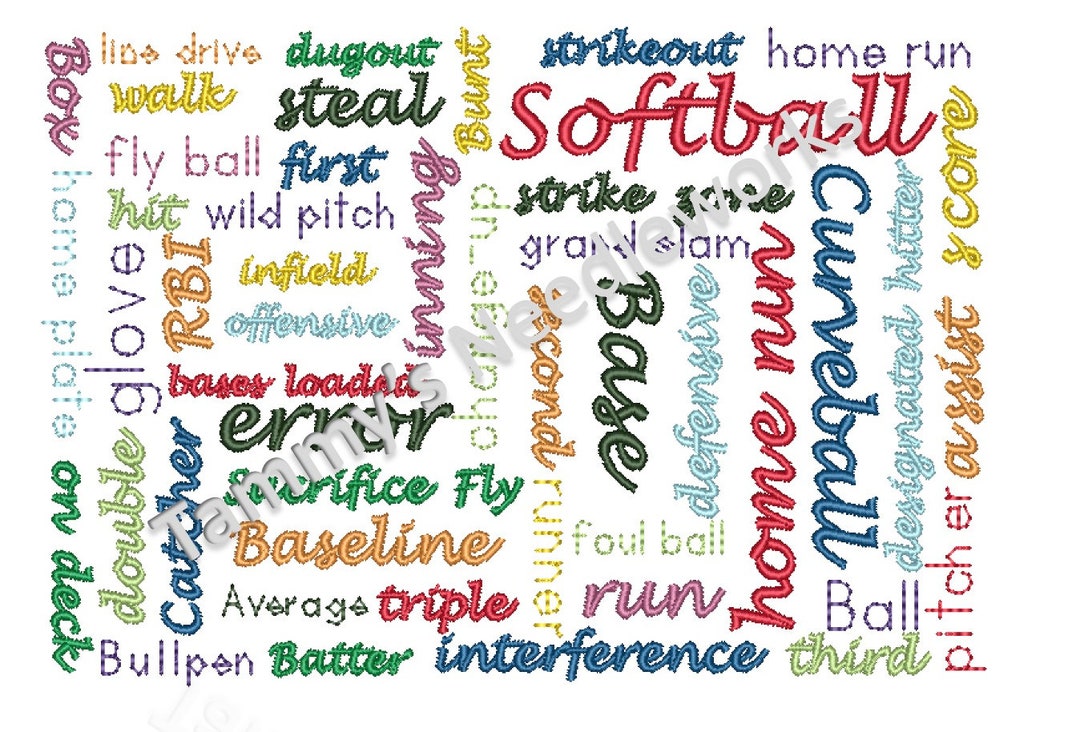 Digital Softball Montage Embroidery Design 2 Sizes - Etsy