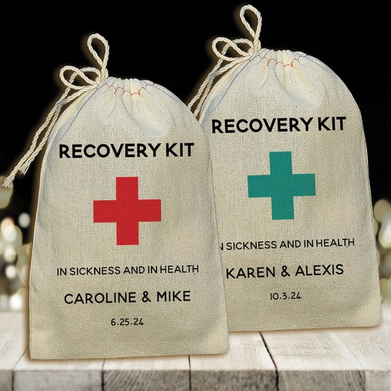 Personalized Wedding Recovery Kit Favor Bags - Bachelorette Party ...