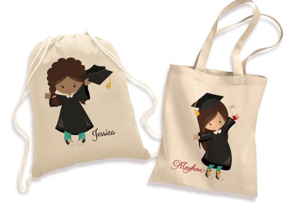 Girls Graduation Personalized Tote Bag - Graduation Cotton Backpack ...