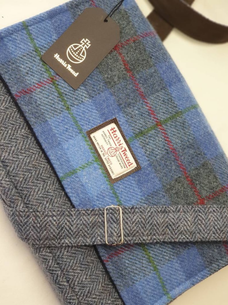 Harris Tweed Tartan Check Plaid Designer Large Messenger Bag Laptop ...