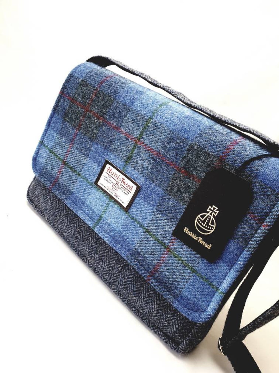 Harris Tweed Tartan Check Plaid Designer Large Messenger Bag Laptop ...