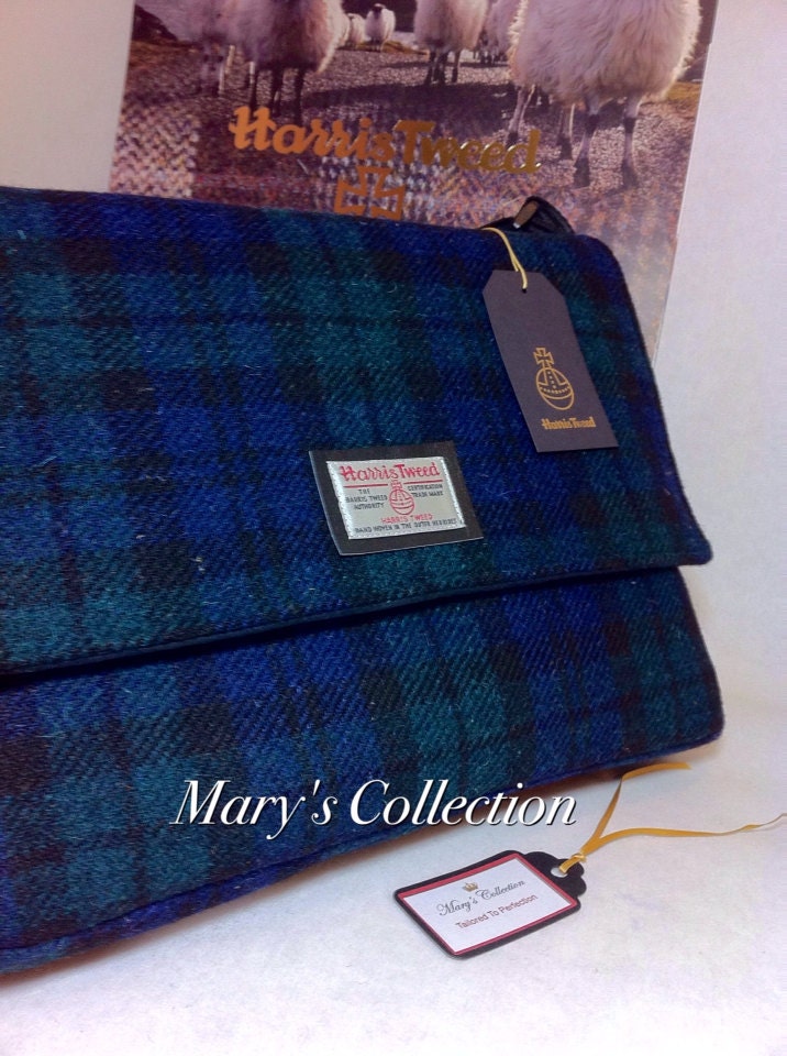 Harris Tweed Tartan Check Plaid Designer Large Messenger Bag Laptop ...
