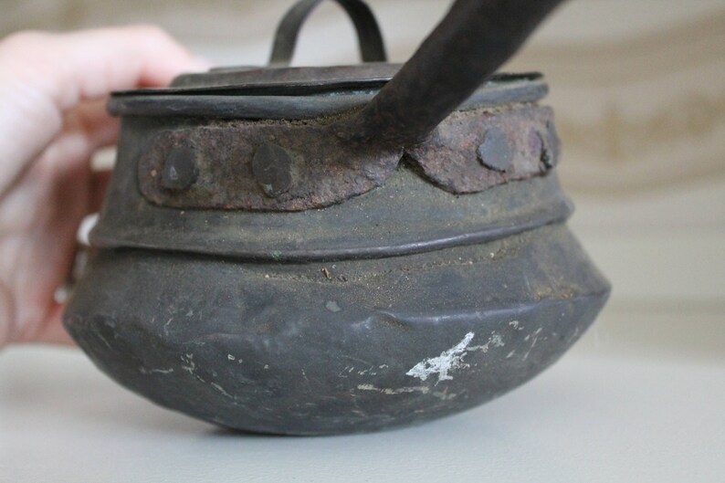 Primitive Copper Pan With Lid and Wrought Iron Handle - Etsy