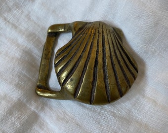 Vintage Solid Brass Scallop Shell Belt Buckle - Etsy