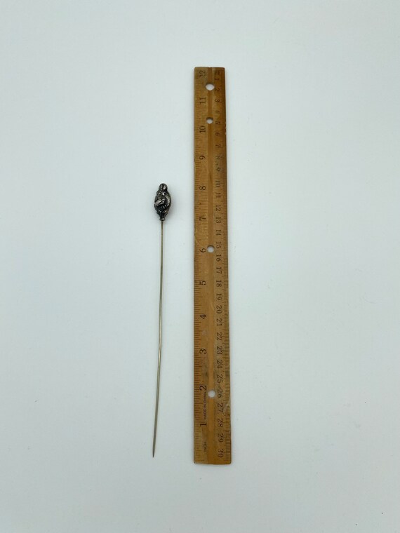 Antique Sterling Three-toed Dragon Hatpin - Gem