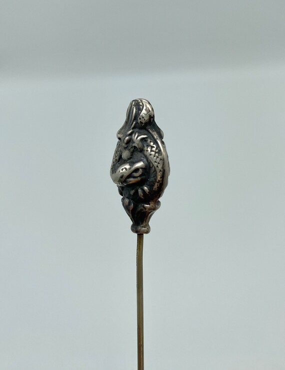 Antique Sterling Three-toed Dragon Hatpin - Gem