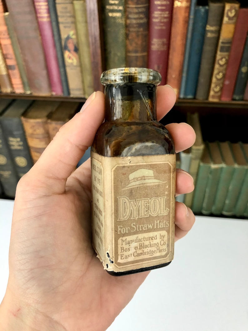 RARE Vintage DYEOL Straw Hat Dye Glass Bottle With Label Manufactured ...