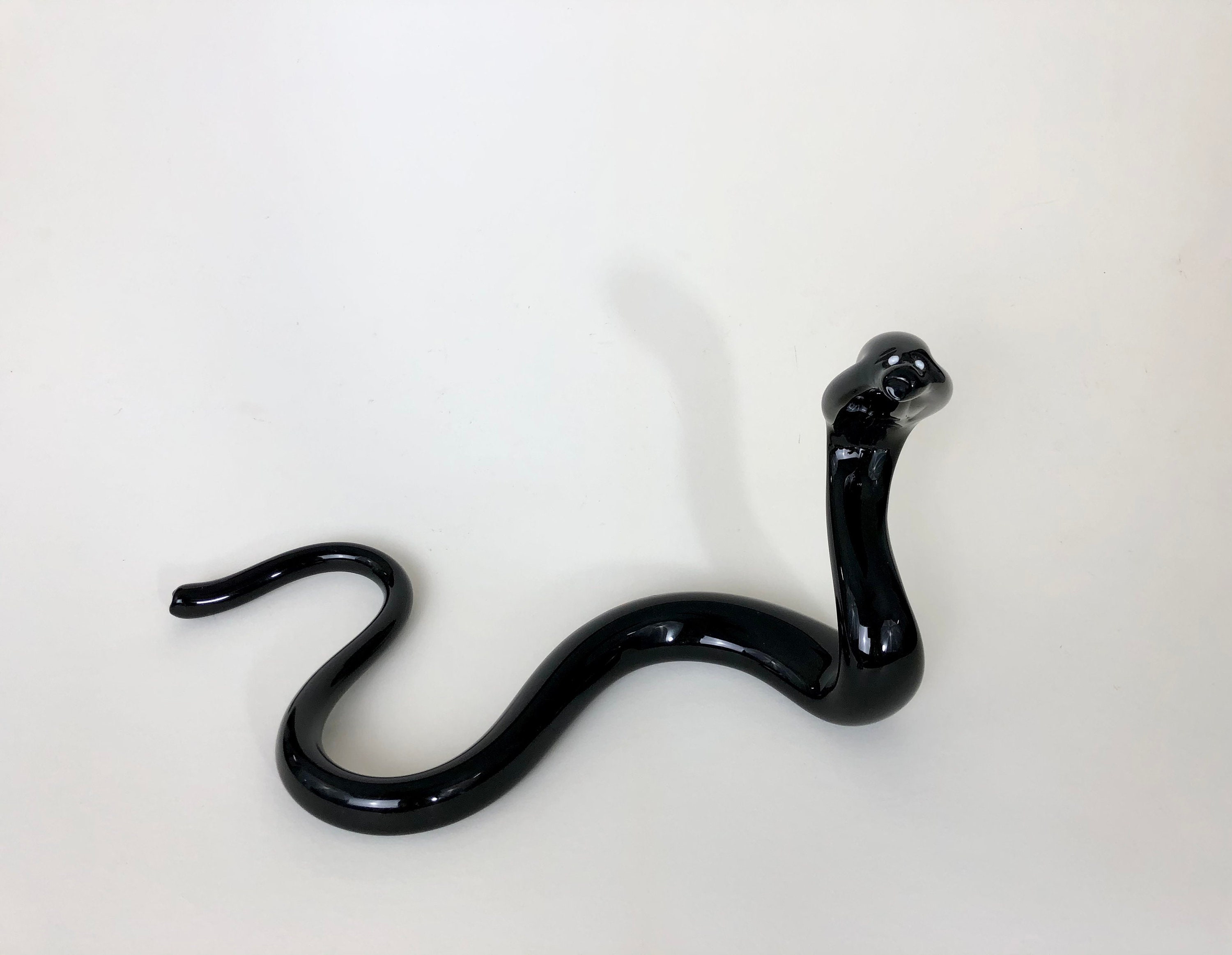 Vintage Pilgrim Art Glass Sculpture Black Snake Signed Mario Sandon - Etsy